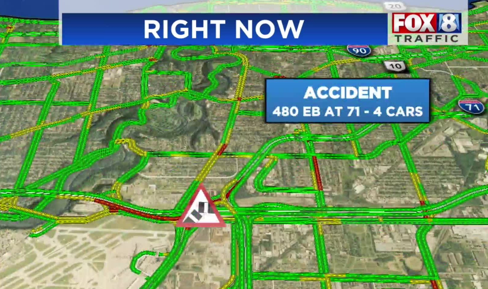 Four-vehicle collision on Interstate 480 - CrashDaily.com